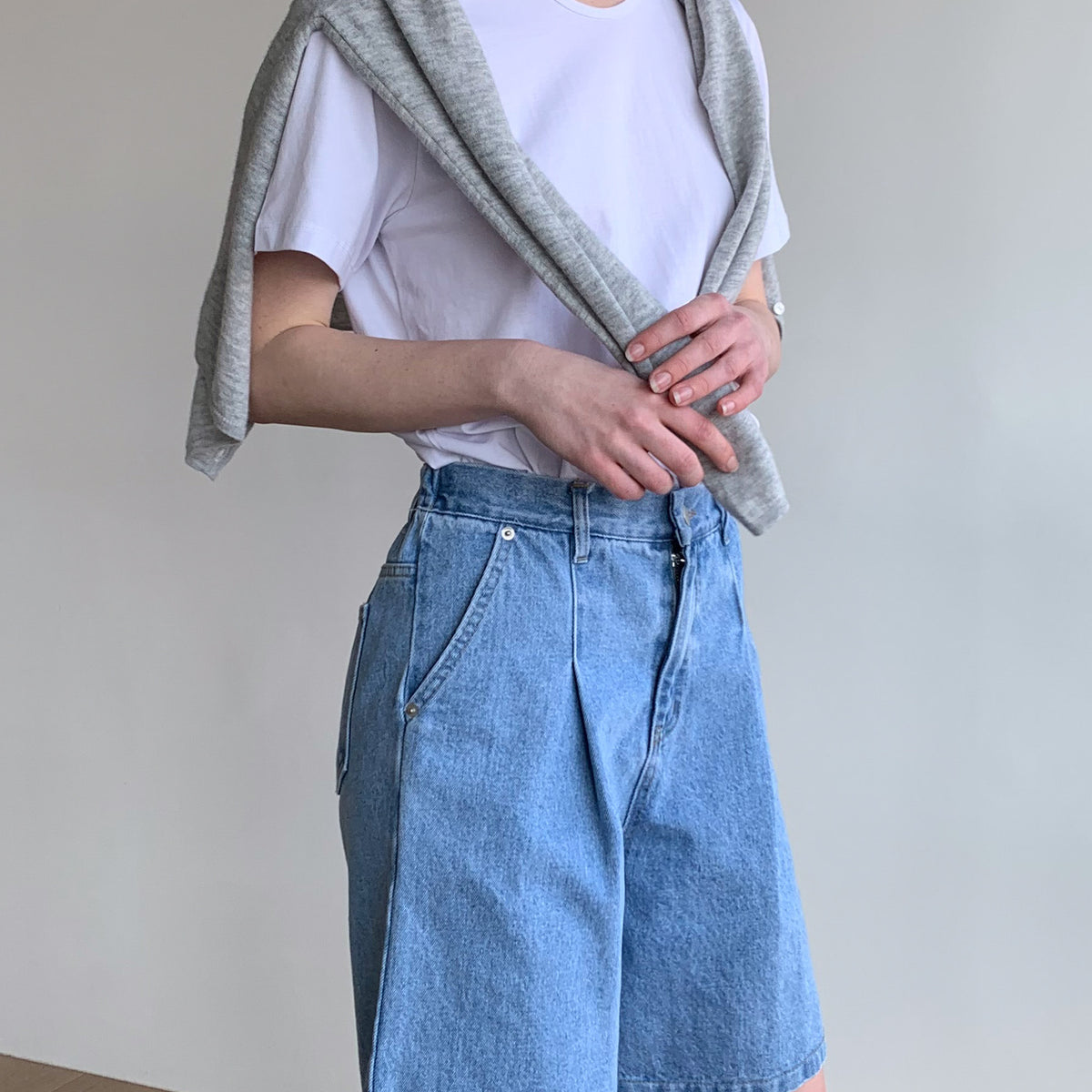 Pin Tuck Demin Short Pants|Pleated Aline Denim Shorts|Made in Korea ...